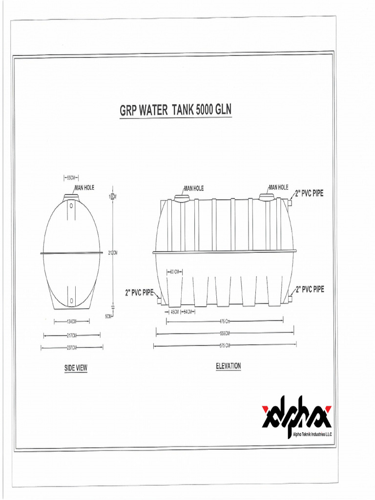 5000 Us Gallon GRP Water Tank Drawing | PDF