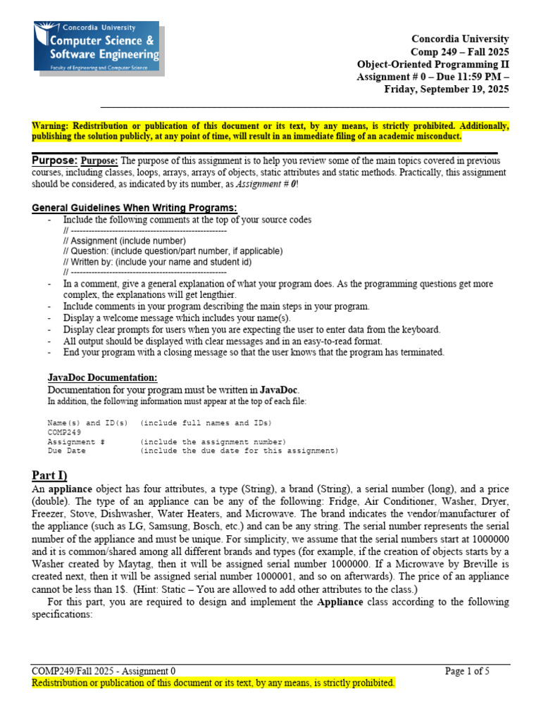 Comp249_F25_Assg0 | PDF | Home Appliance | Password