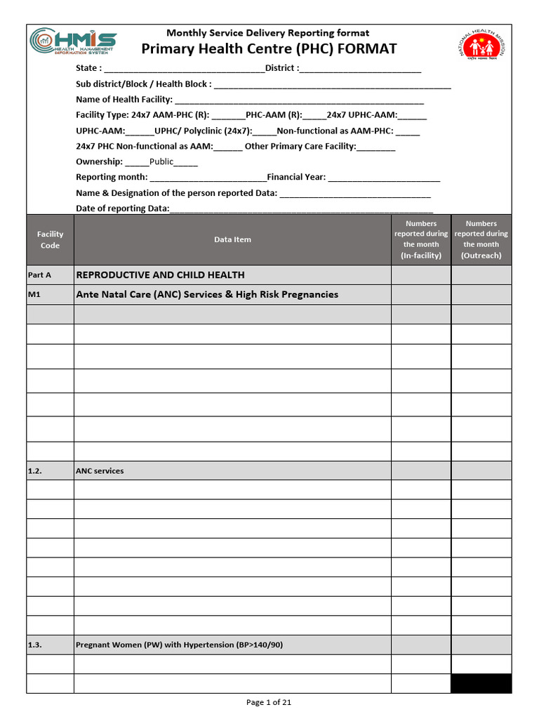 HWC-PHC Format Blank | PDF | Pregnancy | Birth Control