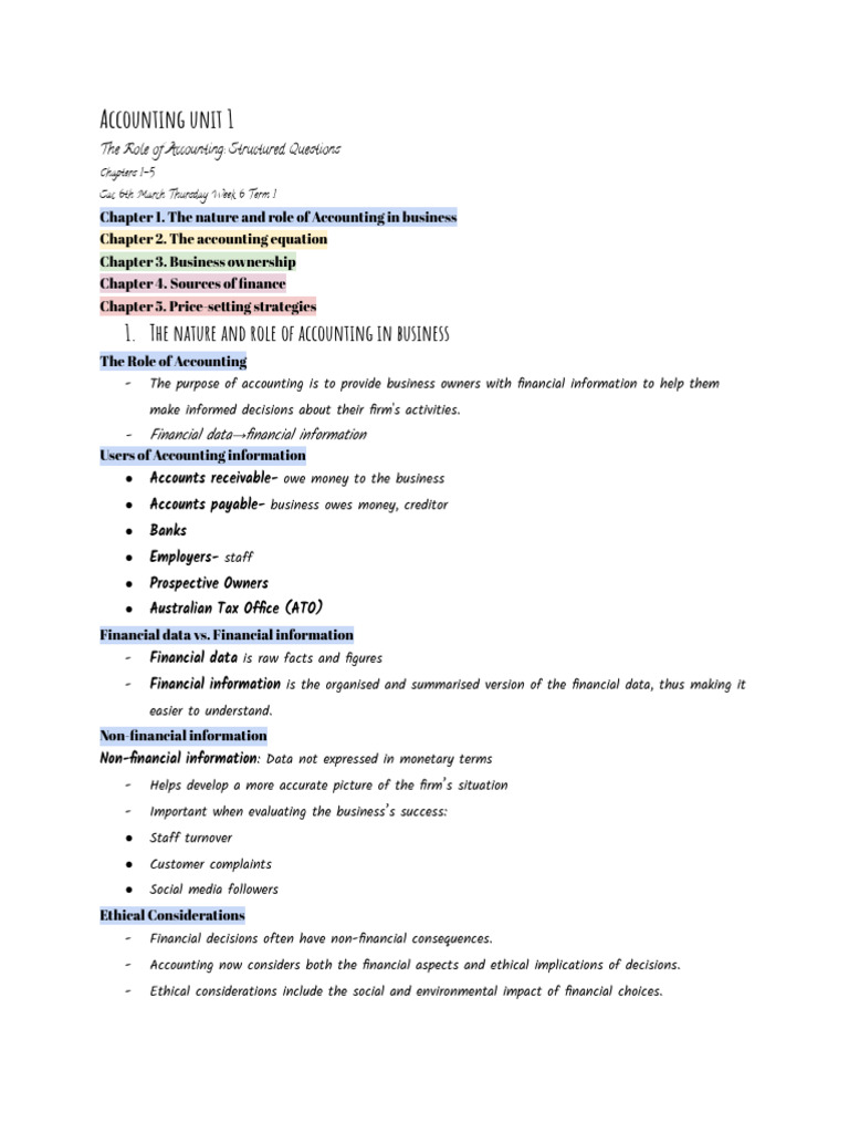 vce-accounting-unit-1-2 (1) | PDF | Equity (Finance) | Debt