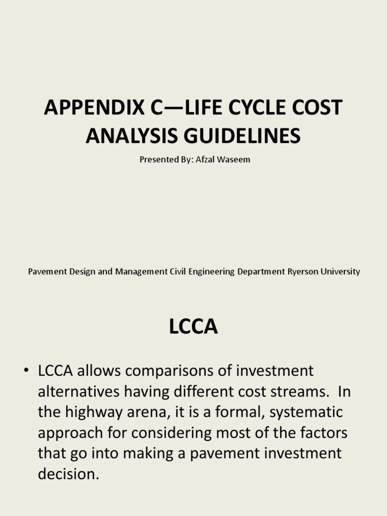 Life Cycle Costanalysis Guidelines | PDF | Net Present Value | Cost ...