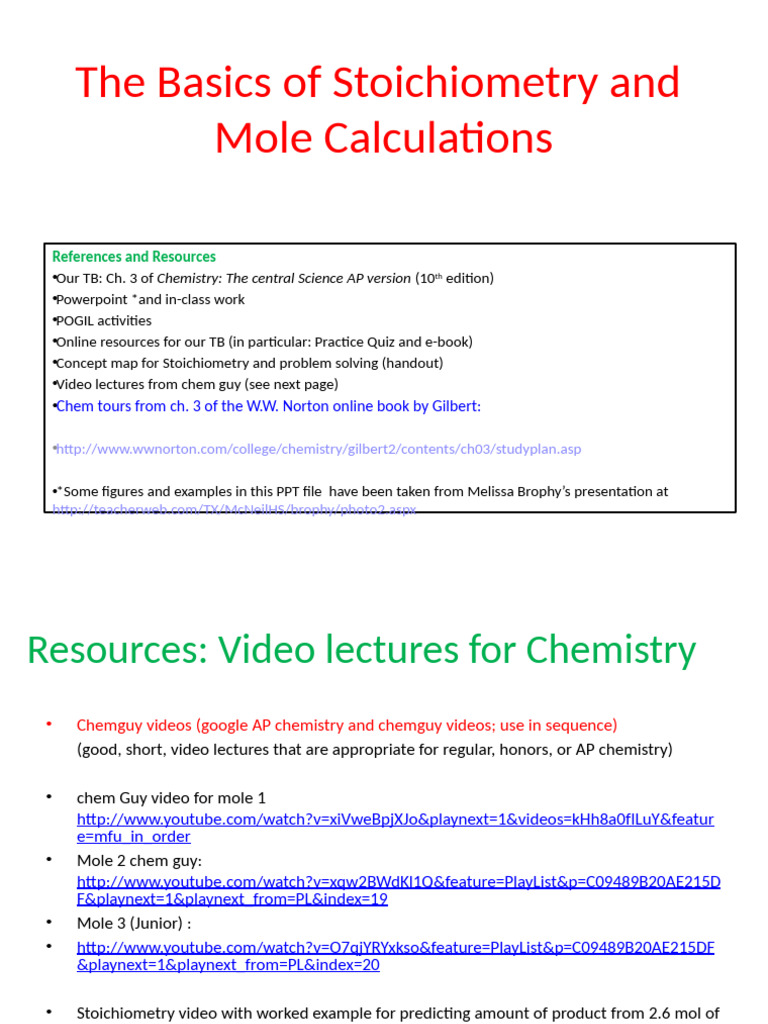 Basics of Stoichiometry and Mole Calculations | PDF | Mole (Unit ...