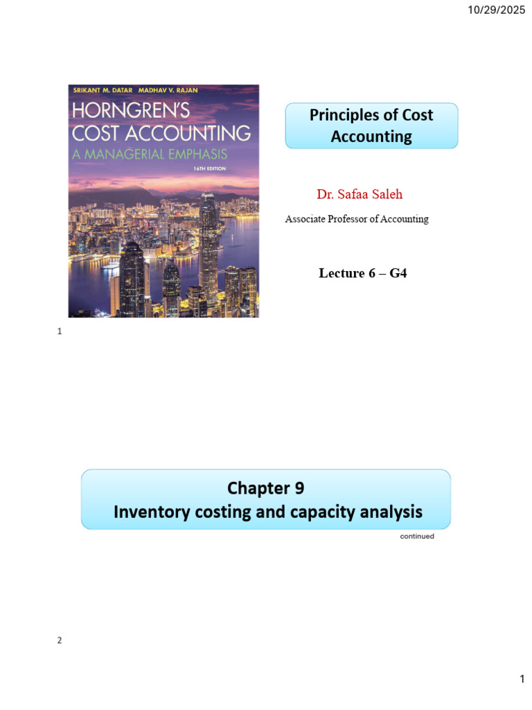 Lecture 6 - P. Cost Acc. | PDF | Inventory | Cost Of Goods Sold
