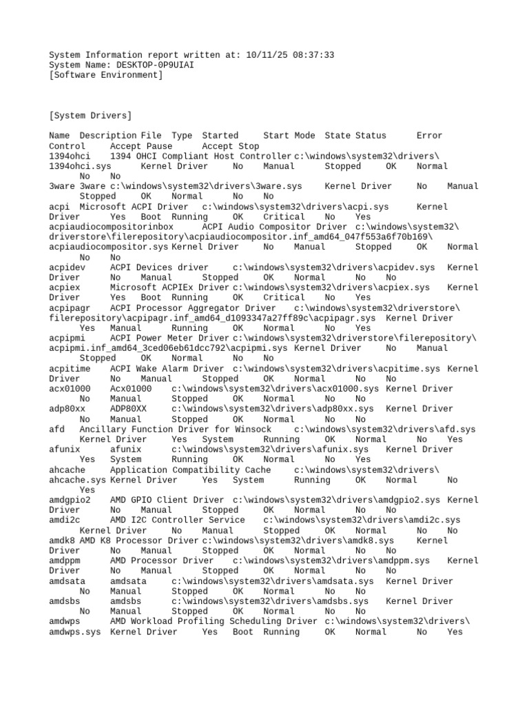 System Information | PDF | Device Driver | Kernel (Operating System)