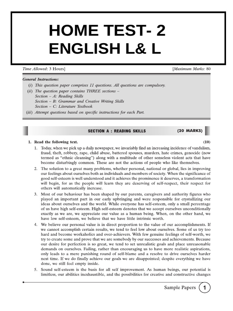 Home Test 2 Eng L & L | PDF