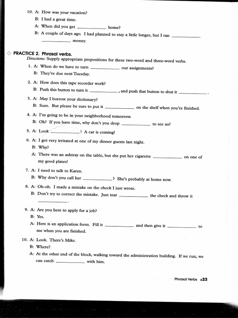 Phrasal Verb Exercises | PDF