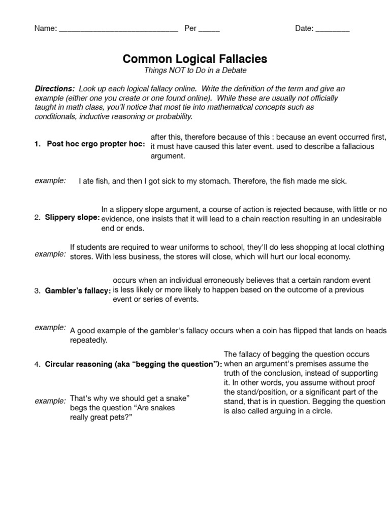 Common Logical Fallacies Explained | PDF | Fallacy | Argument