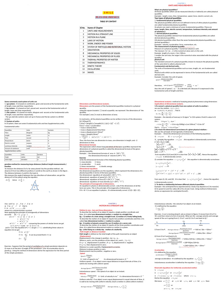 Plus One Physics Micro_copy | PDF | Quantity | Force