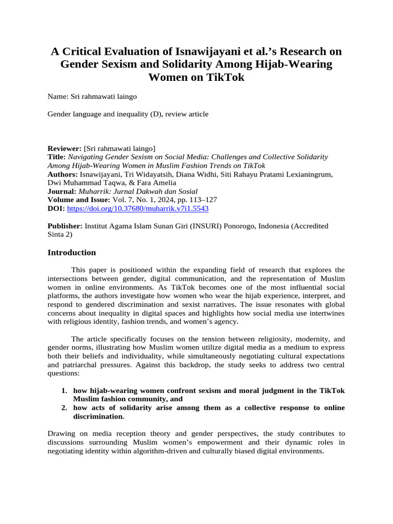 A Critical Evaluation of Isnawijayani Et Al Review | PDF ...