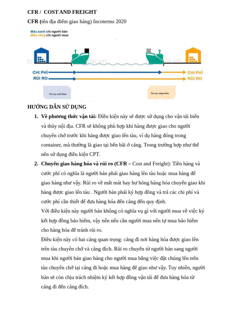 CFR / Cost and Freight CFR ( | PDF