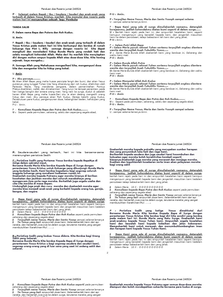 Panduan Doa Rosario Jumat Malam | PDF