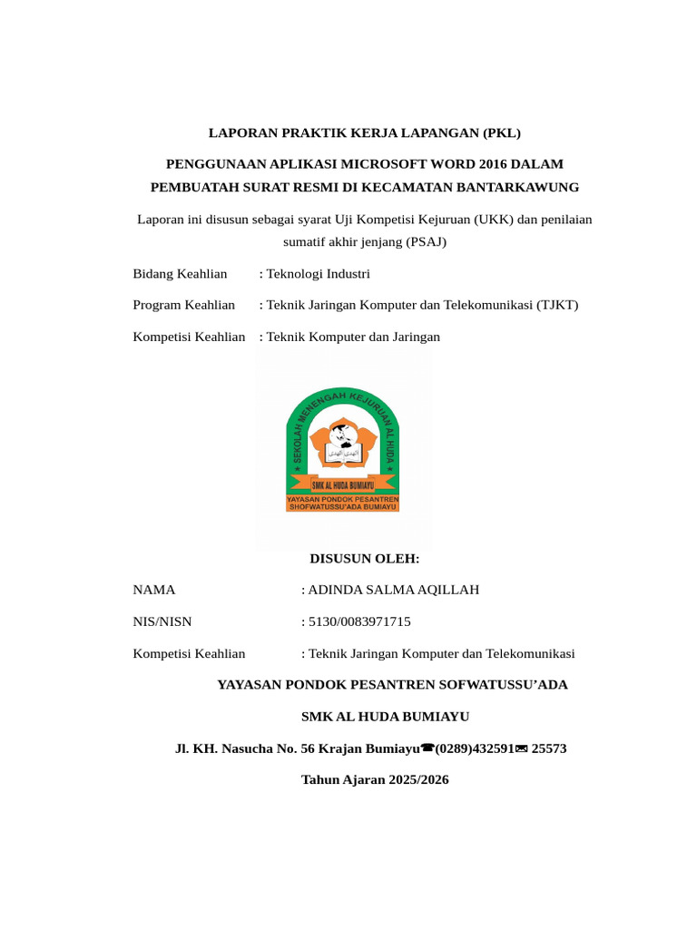 Laporan Praktik Kerja Lapangan Ades | PDF