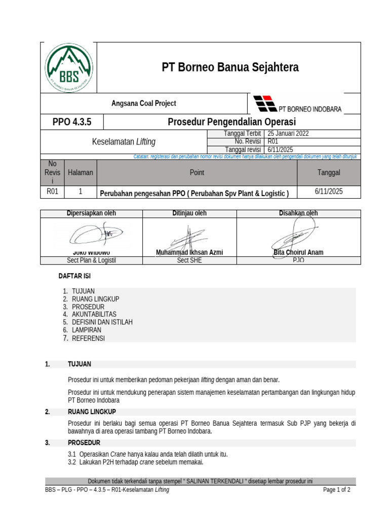 Prosedur Keselamatan Lifting BBS | PDF