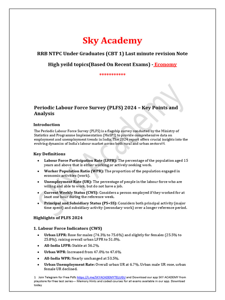 Economy Undergraduates High Yeild Note RRB NTPC | PDF | Cost Of Living ...