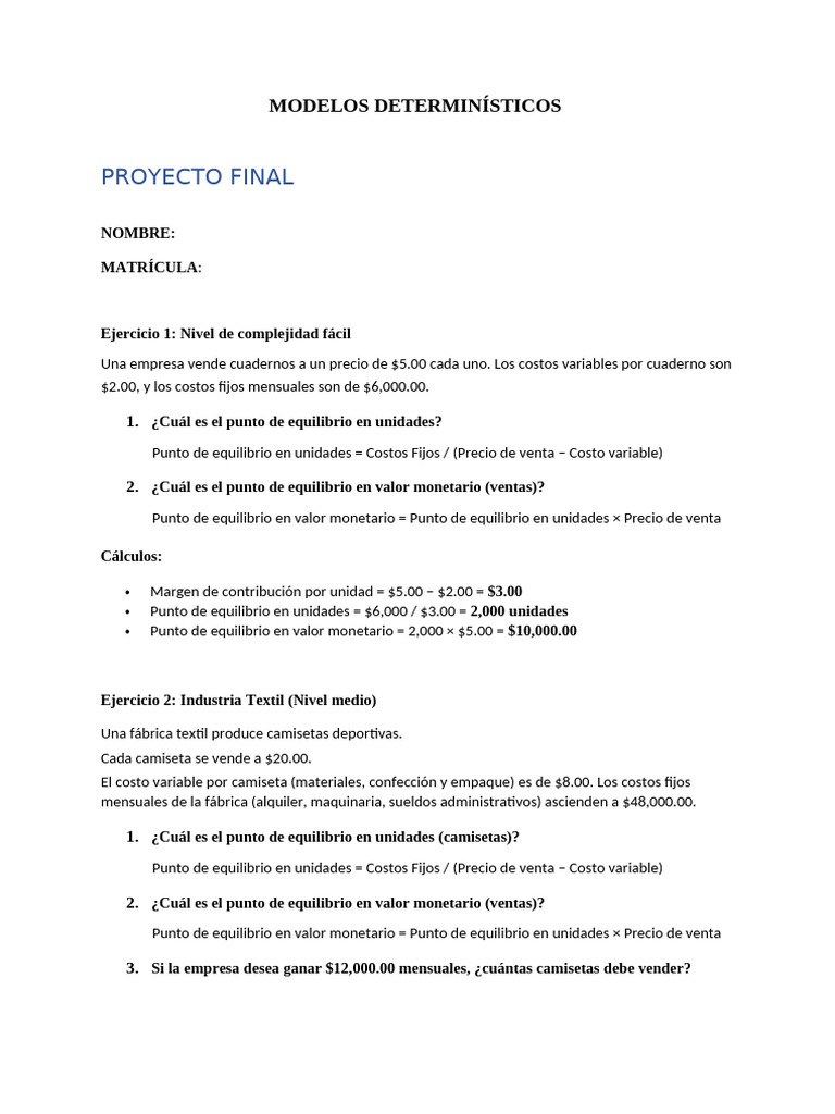 Proyecto Final Mod Deterministico | PDF | Economias | Ciencias económicas