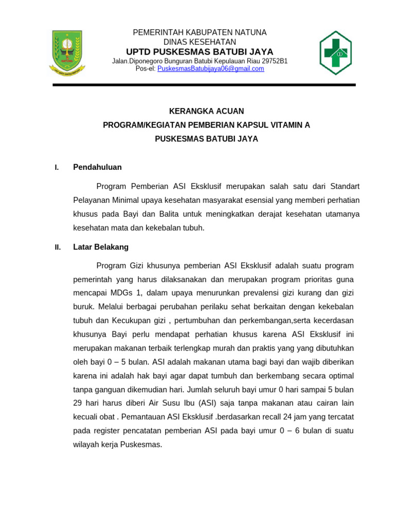 KAK Pendampingan Asi Eks | PDF