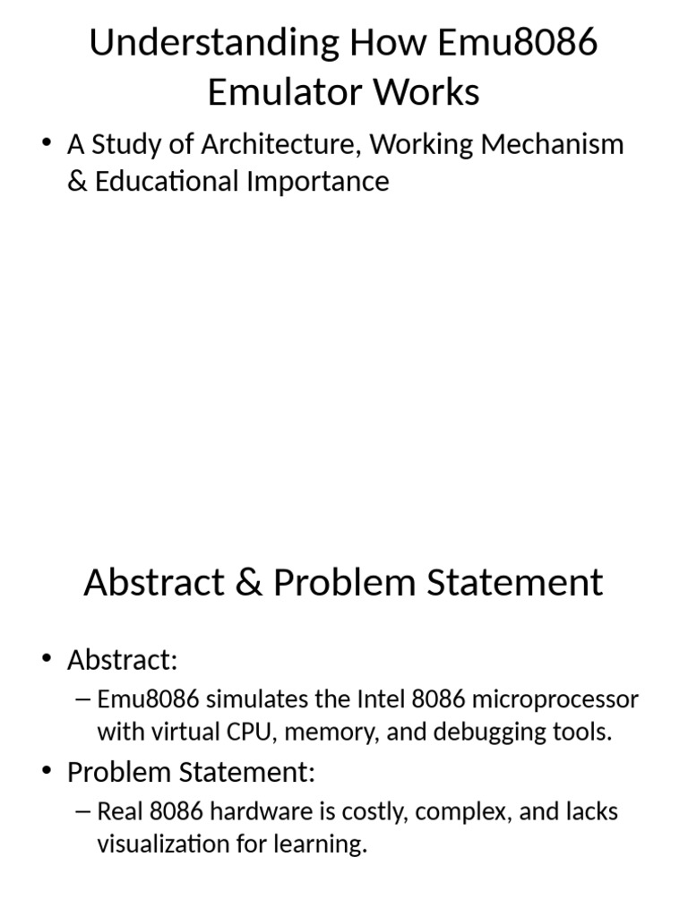 Emu8086 Emulator: Architecture & Learning Insights | PDF