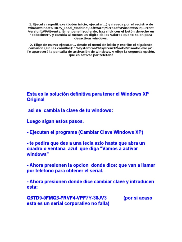 Como Validar El Windows XP y Hacerlo Original Cuando Es Pirata | PDF