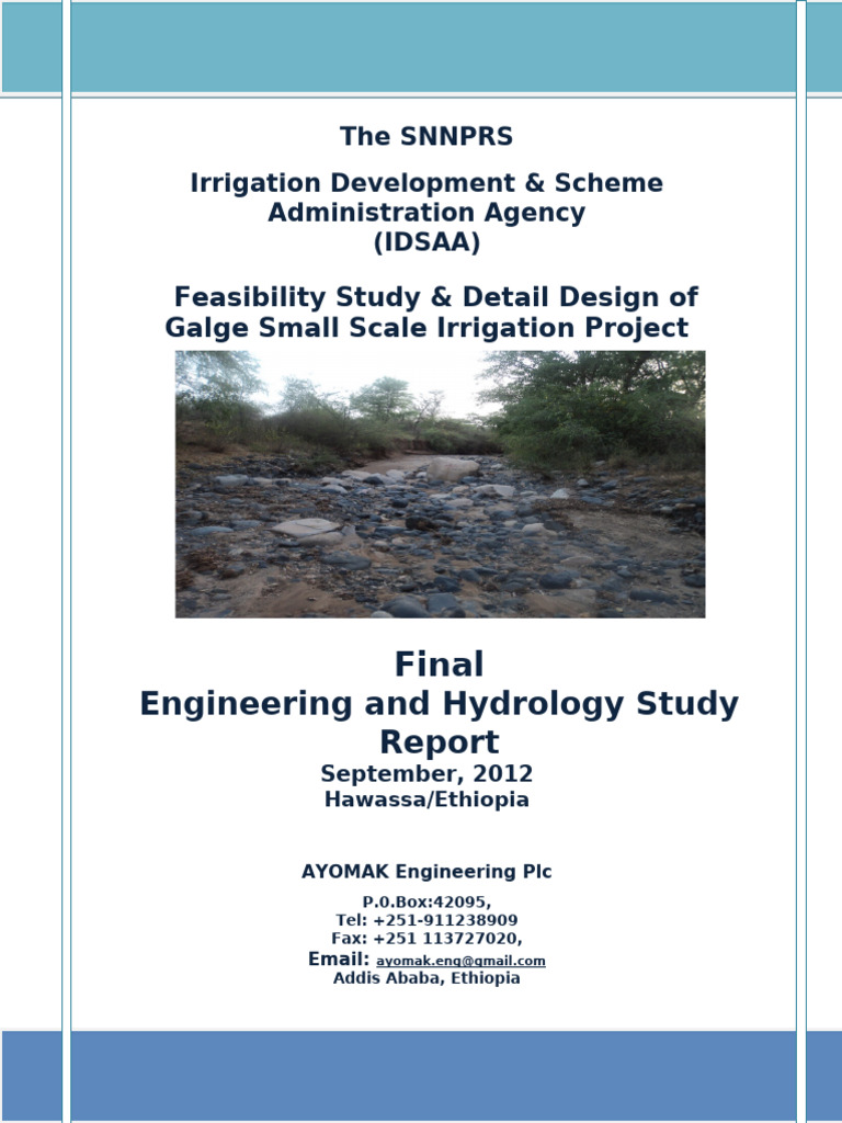 Galge Small Scale Irrigation Project Report | PDF | Flood | Drainage Basin