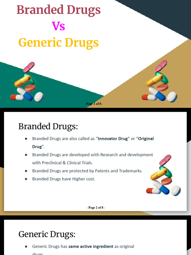 Branded Drugs & Generic Drugs Overview | PDF