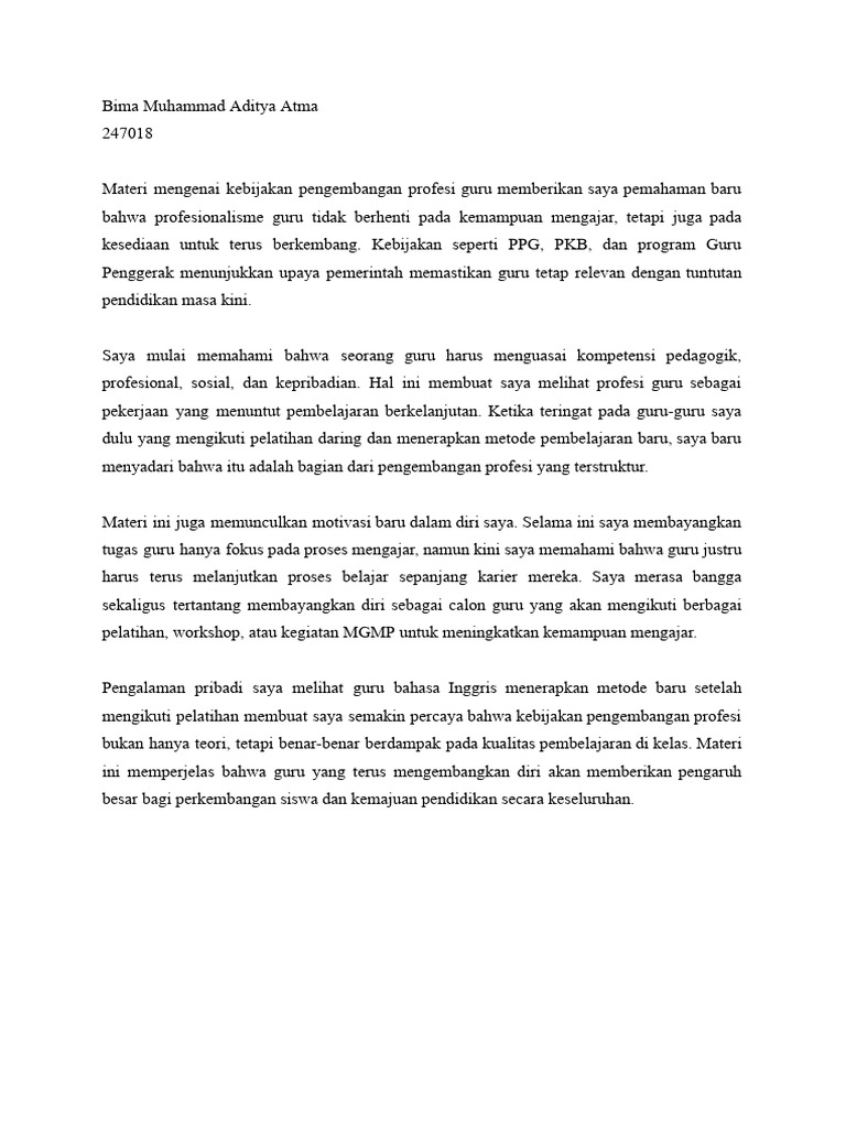 Bima Muhammad Aditya Atma, Refleksi 12 | PDF