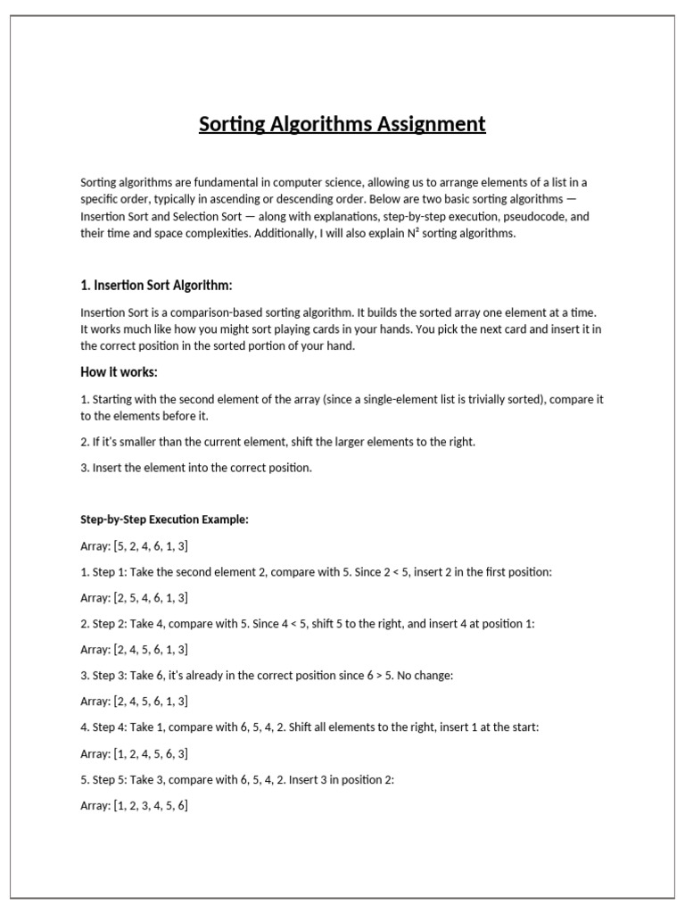 Sorting Algorithms Assignment | PDF | Computer Programming ...