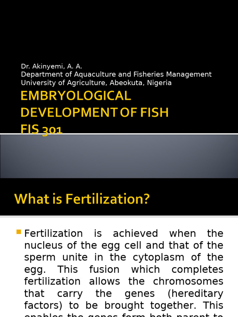 463 - Fis 301 - Embryological Development of Fish | PDF | Biological ...