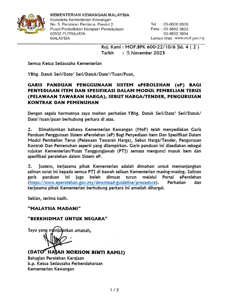 Garis Panduan Penggunaan Sistem Eperolehan Bagi Penyediaan Item Dan ...
