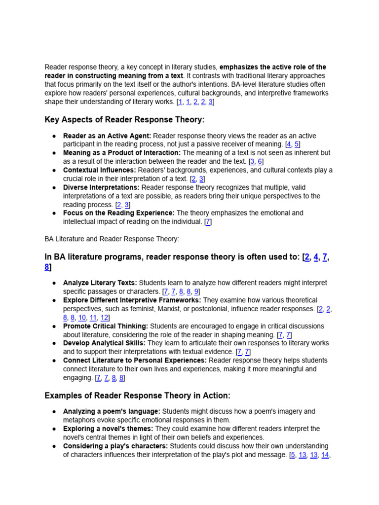 Understanding Reader Response Theory | PDF | Theory | Liberal Arts ...