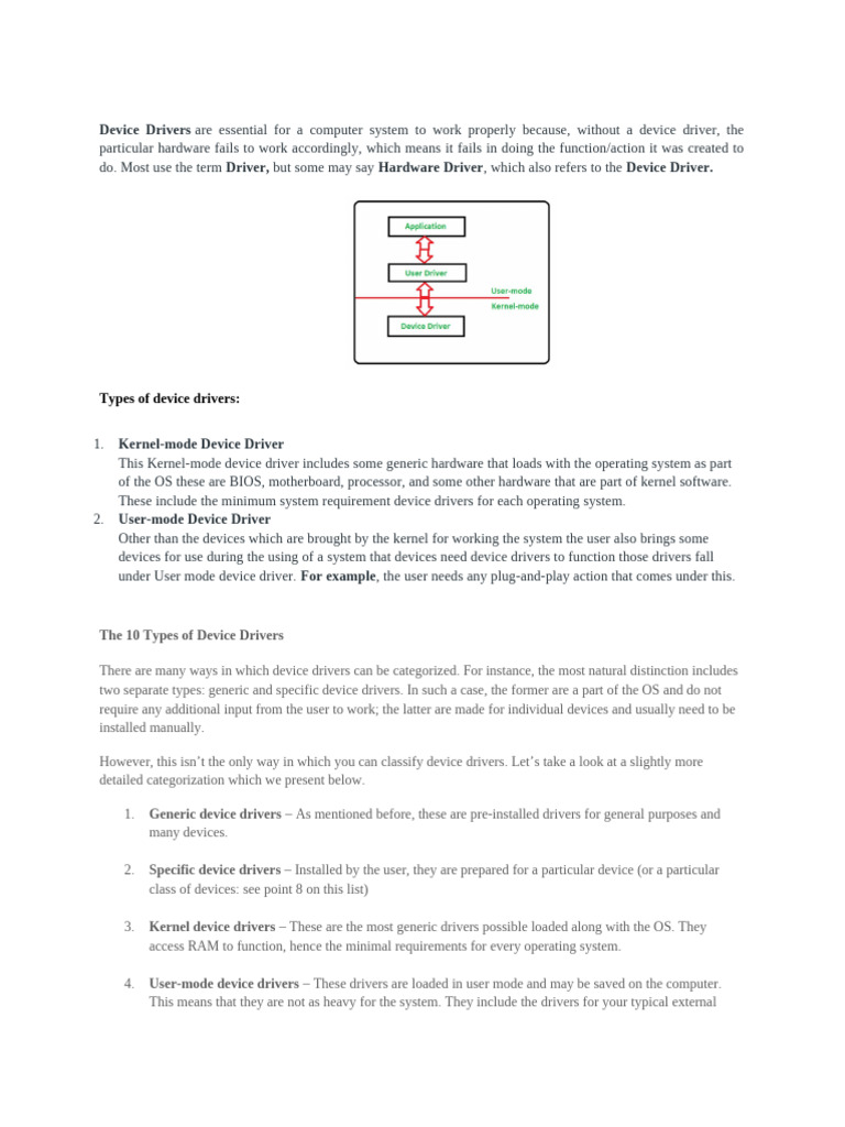 Understanding Device Drivers: Types & Functions | PDF | Device Driver ...