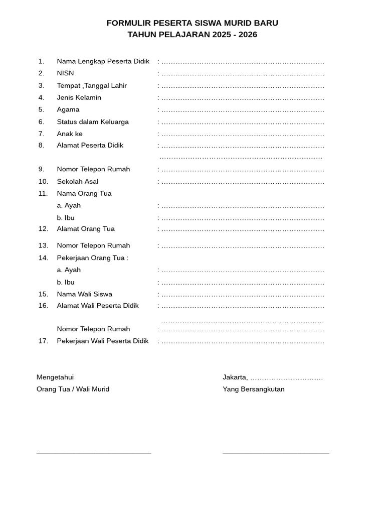 FORMULIR PPDB | PDF