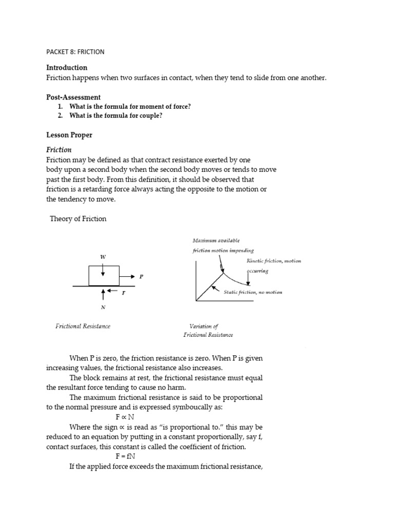 Friction of Moments of Inertia | PDF | Friction | Force