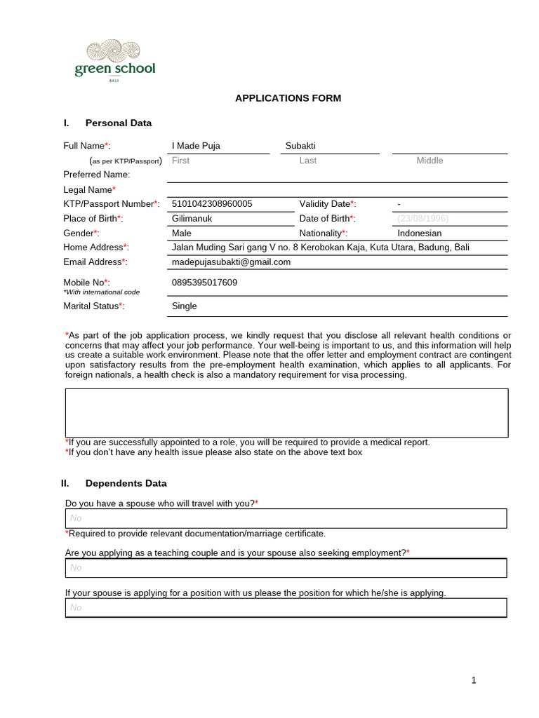 (ENG) GSB Employee Applications Form | PDF | Justice | Crime & Violence