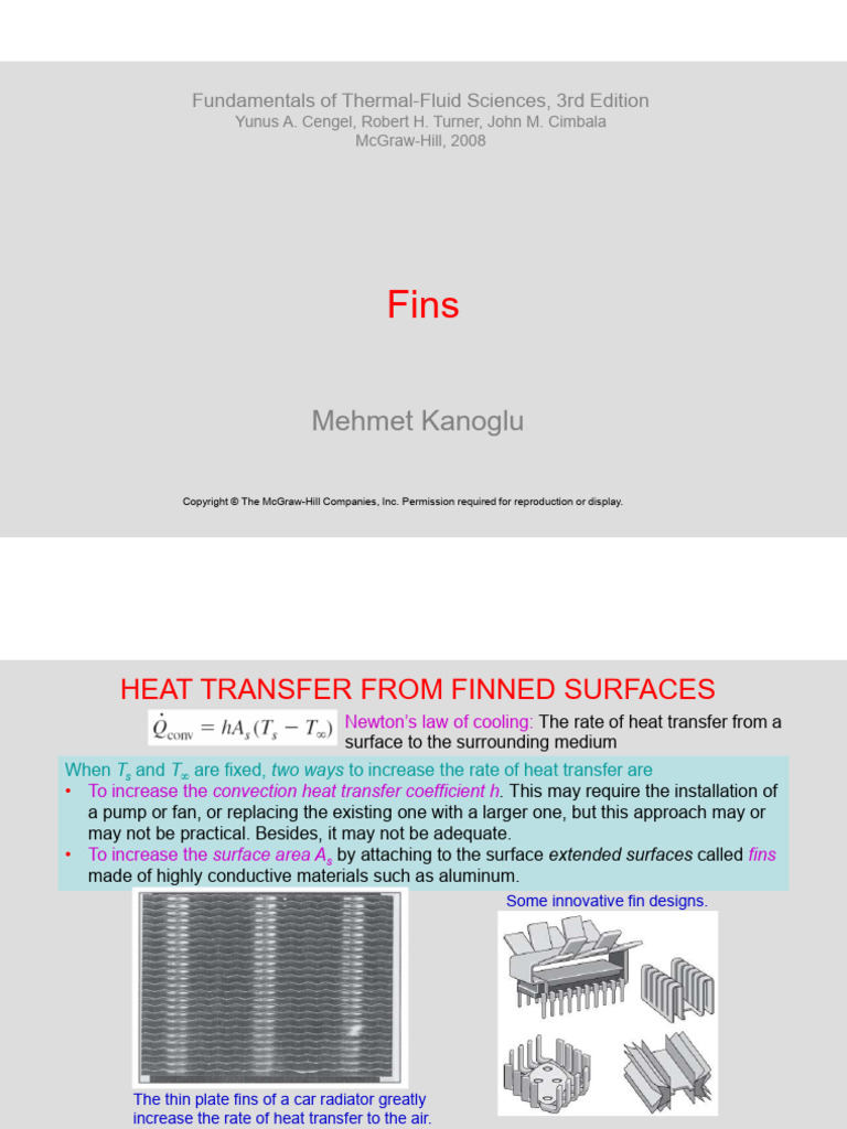 Heat Transfer Enhancement with Fins | PDF | Thermal Conduction | Heat ...