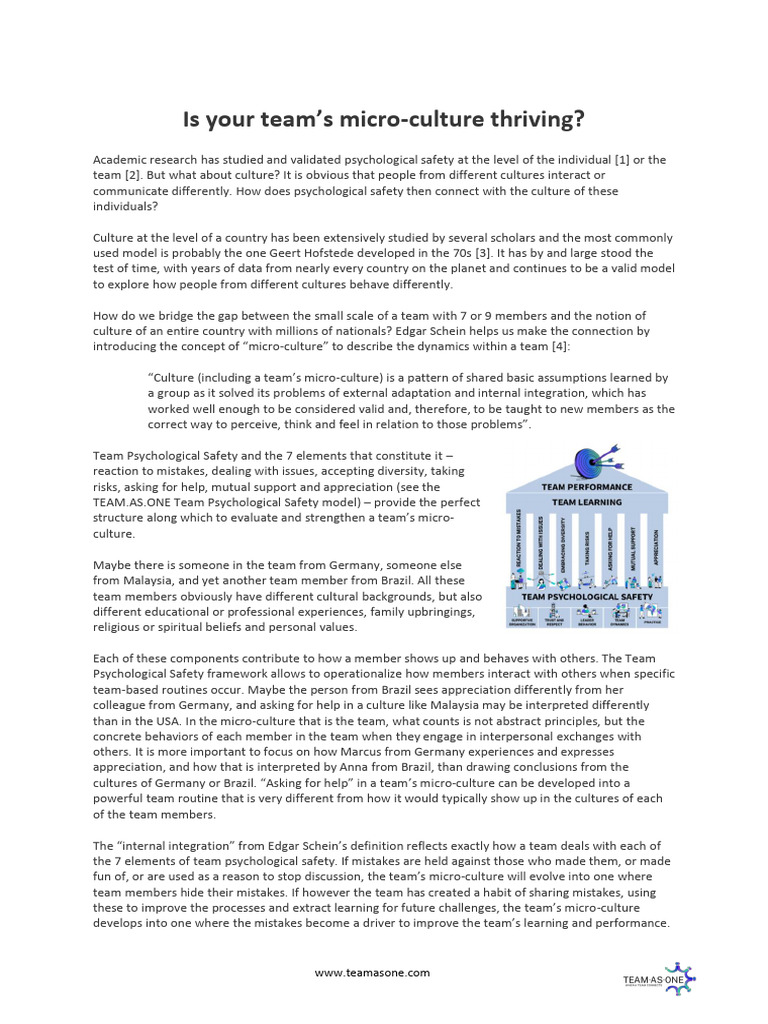 Enhancing Team Micro-Culture Dynamics | PDF | Psychology | Learning