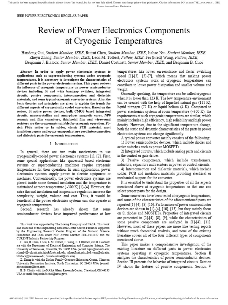 Cryogenic Power Electronics Review | PDF | Mosfet | Diode