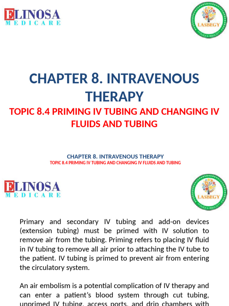 Topic 8.4 Priming IV Tubing and Changing IV Fluids and Tubing | PDF ...