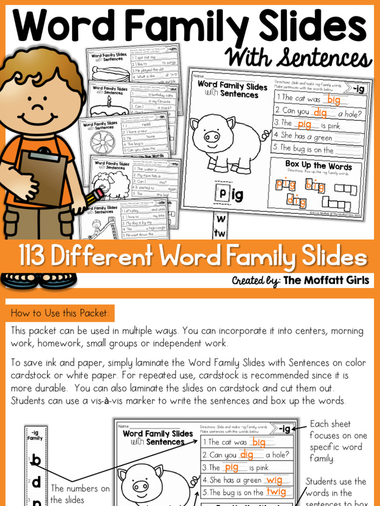Word Family Slides for Learning | PDF