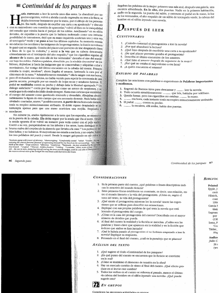 La Continuidad de Los Parques by Julio Cortazar | PDF