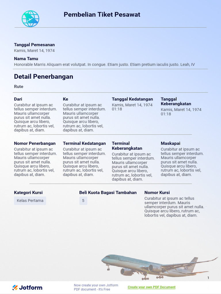 Rincian Pembelian Tiket Pesawat | PDF