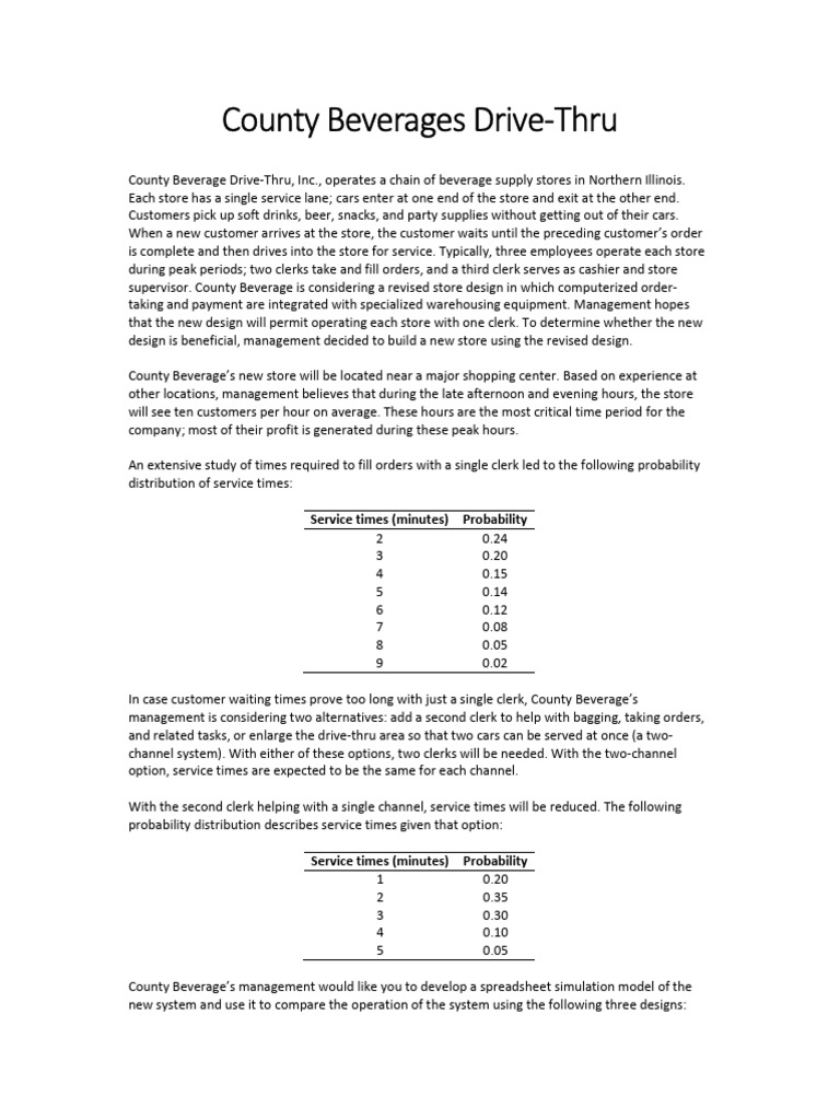 County Beverage Drive-Thru Design Analysis | PDF | Drink