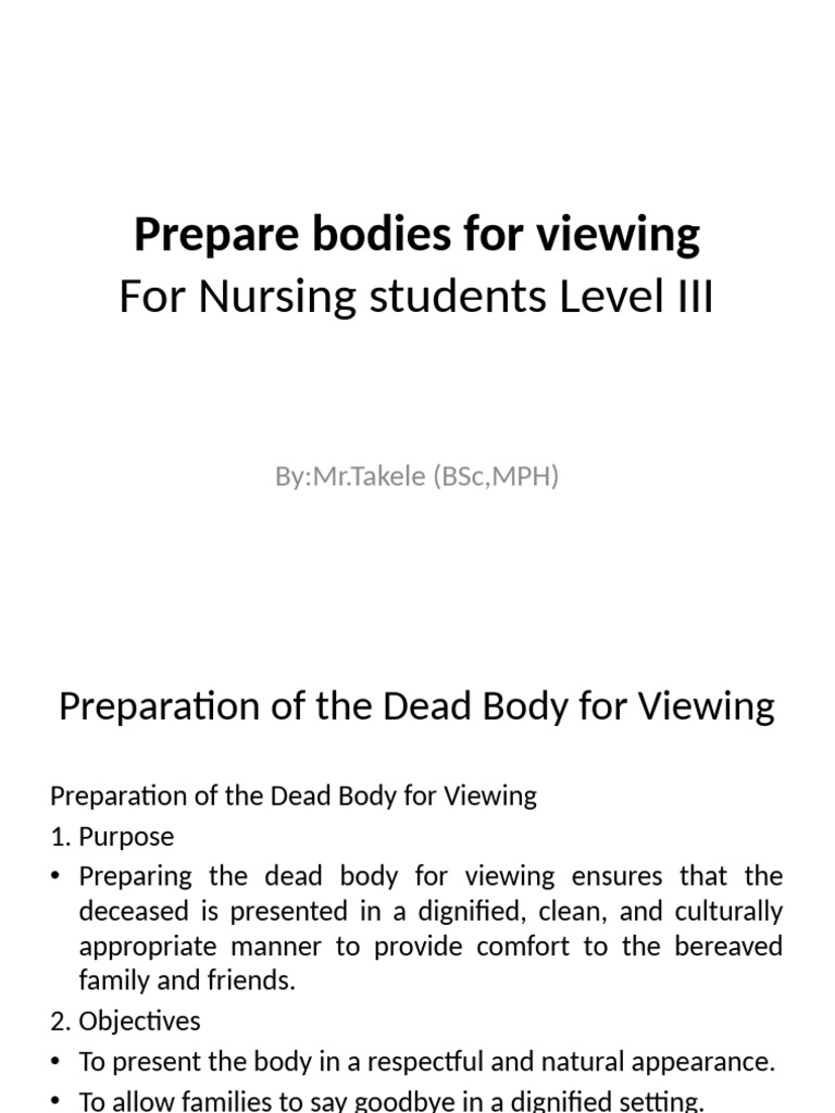 Preparing Body For Viewing | PDF