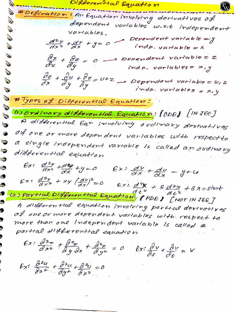 Differential Equation Handwritten Notes Pdf