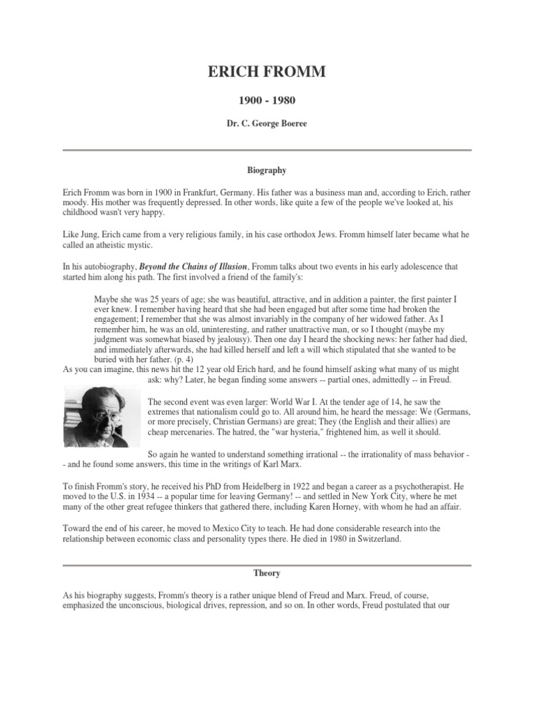 Erich Fromm: Dr. C. George Boeree | PDF