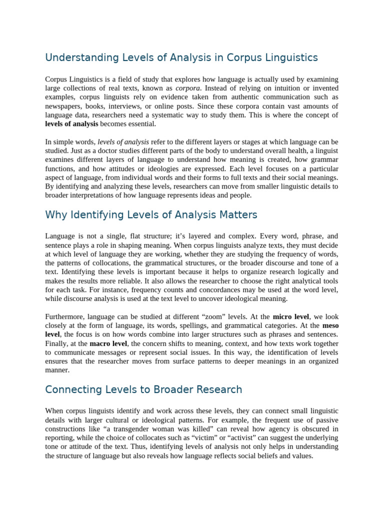 Levels of Analysis in CL | PDF | Semantics | Linguistics