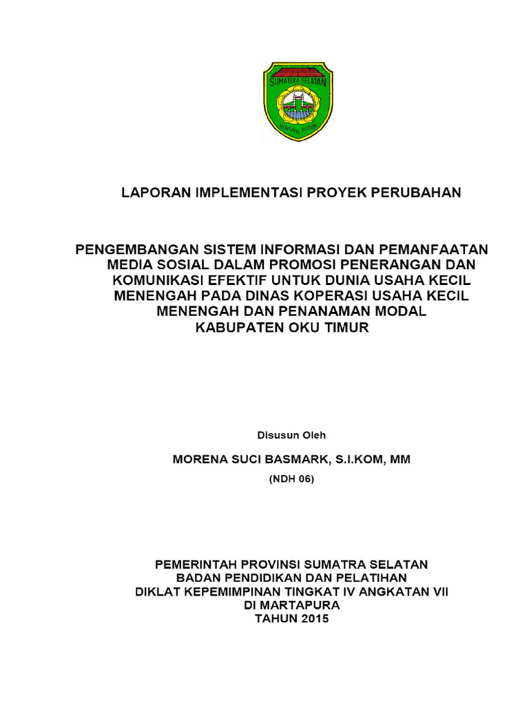 Laporan Implementasi Proyek Perubahan - Contoh | PDF