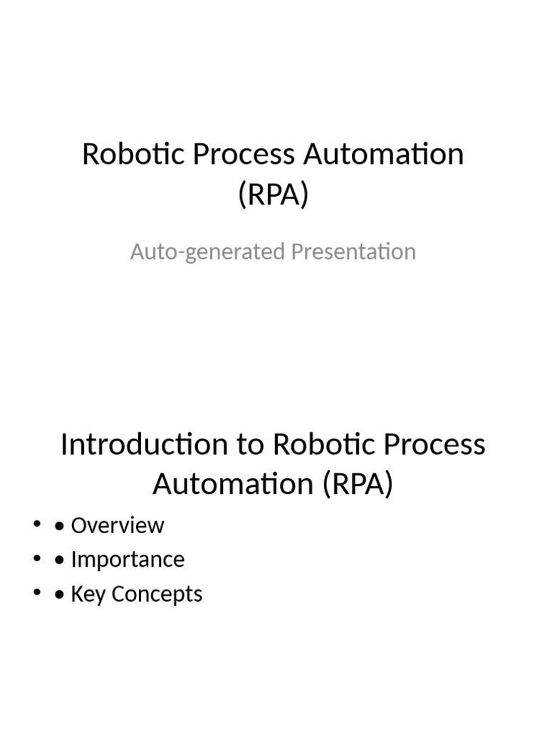 Robotic Process Automation (RPA) | PDF