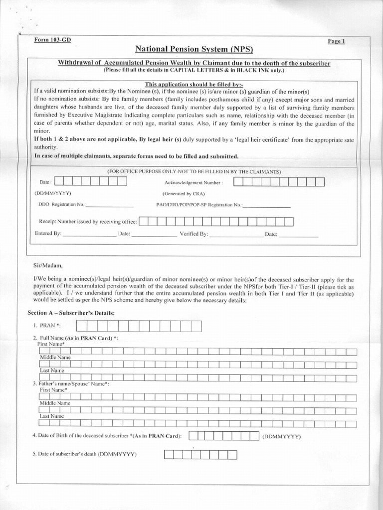 Withdrawal Form 103 GD | PDF