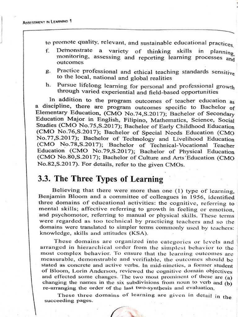 The Three Types of Learning (Educ 75) | PDF