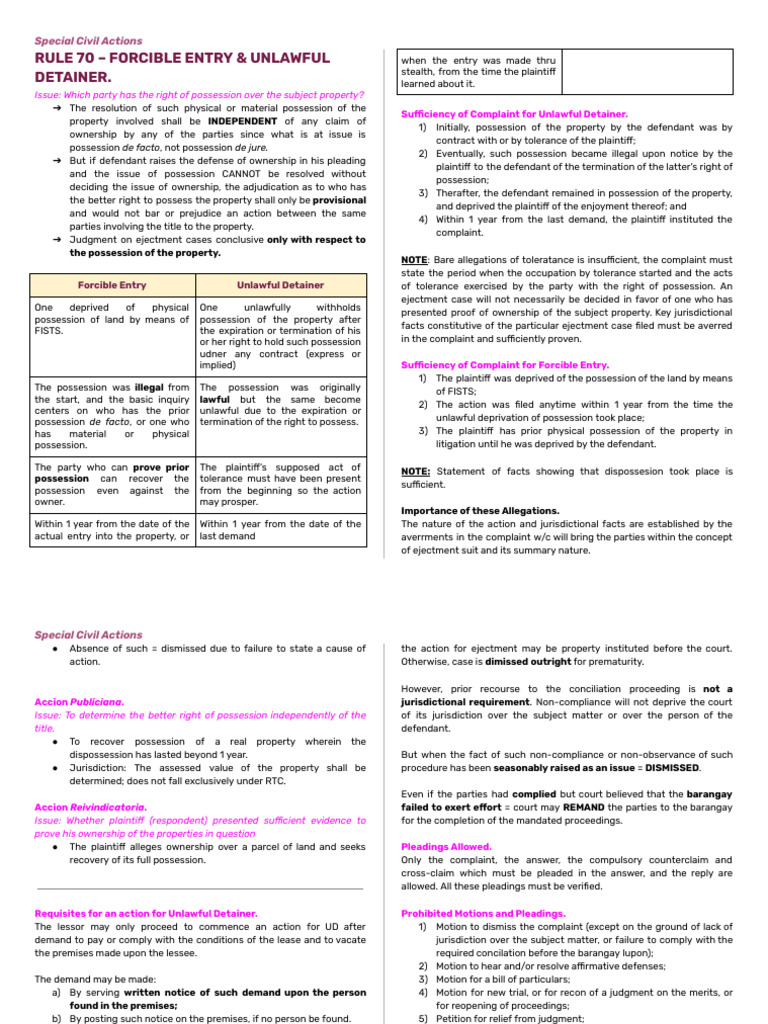 Forcible Entry & Unlawful Detainer Guide | PDF | Legal Concepts ...